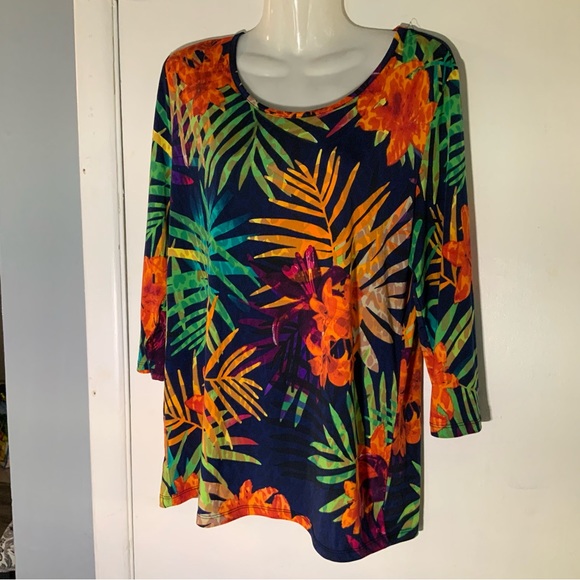 Alia | Tops | Alia Tropical Floral Colorful Soft 34 Sl Top Sz Med ...